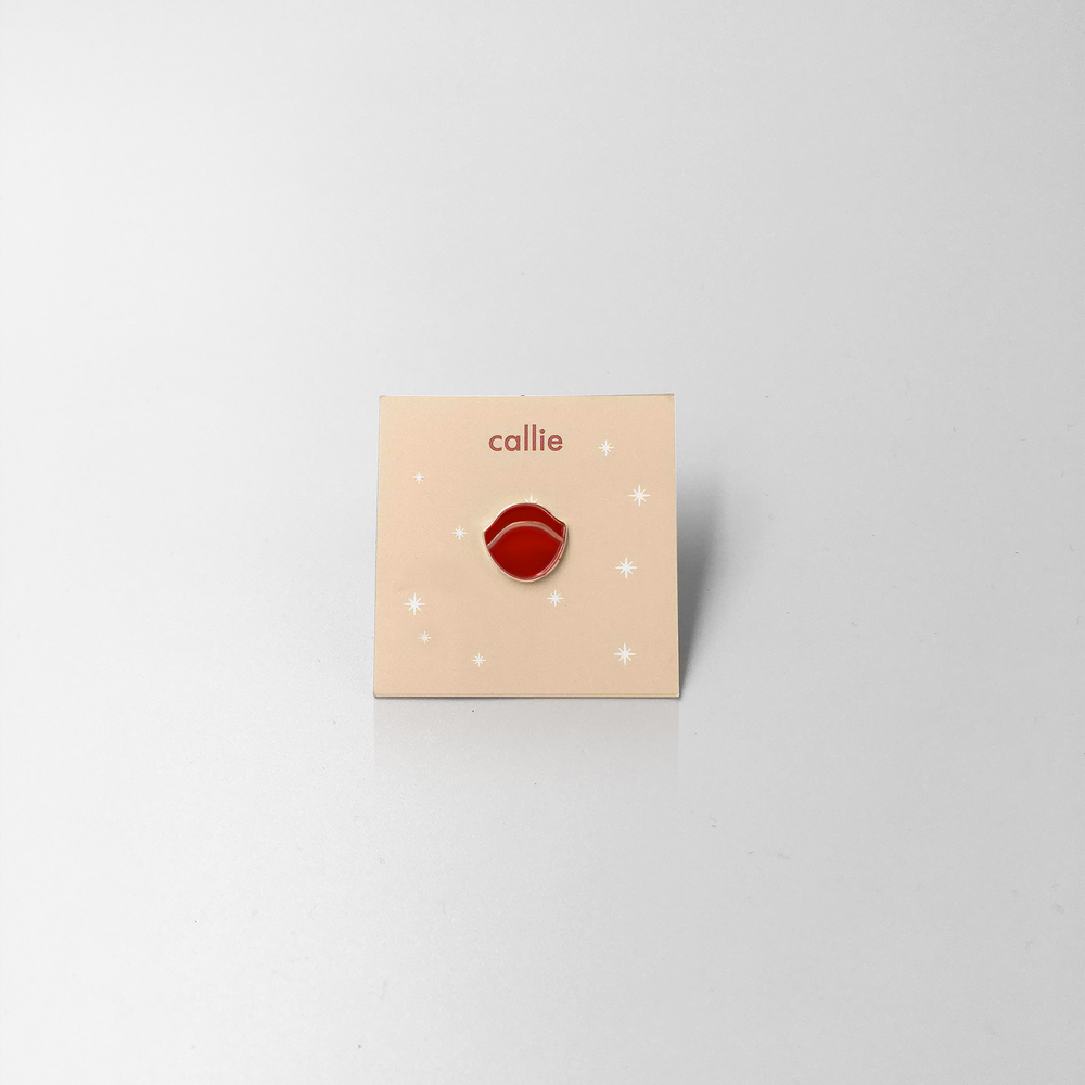 Callie Mask Christmas Enamel Pin - Logo in Red - Callie Mask